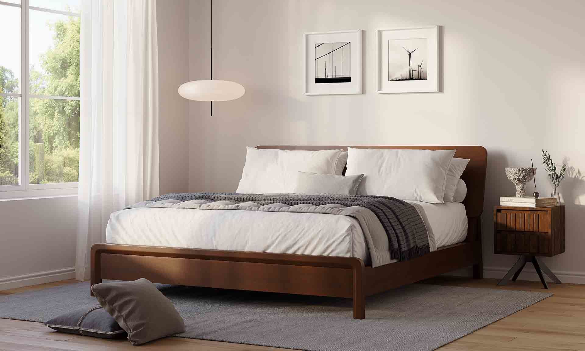 Buy Sonno Queen Bed Mocha Walnut Grey Sanders Furniture Singapore